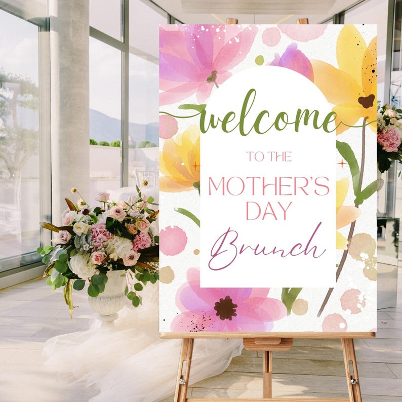 Mother’s Day Welcome Sign,floral Printable Brunch Poster,instant ...