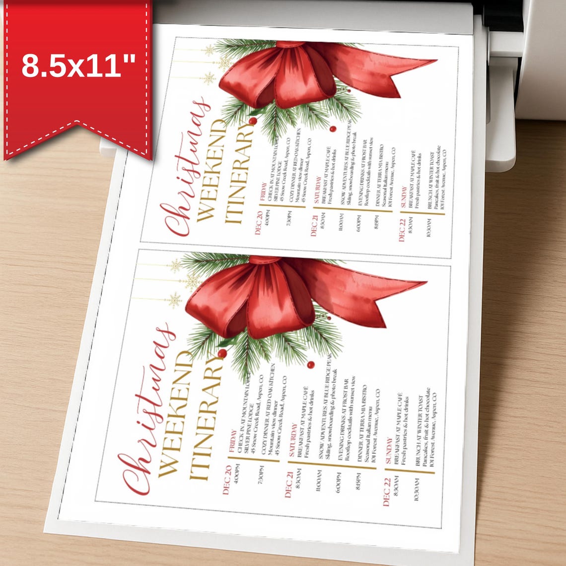 Christmas Itinerary Template Printable Holiday Itinerary Schedule ...