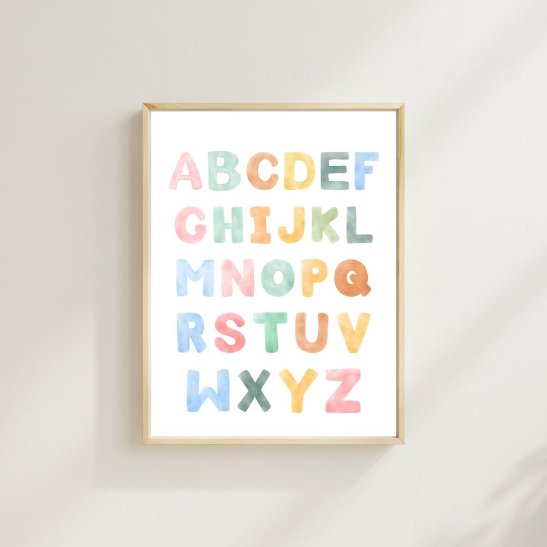 Rainbow Alphabet Poster, ABC Print, Printable Educational Wall Art ...