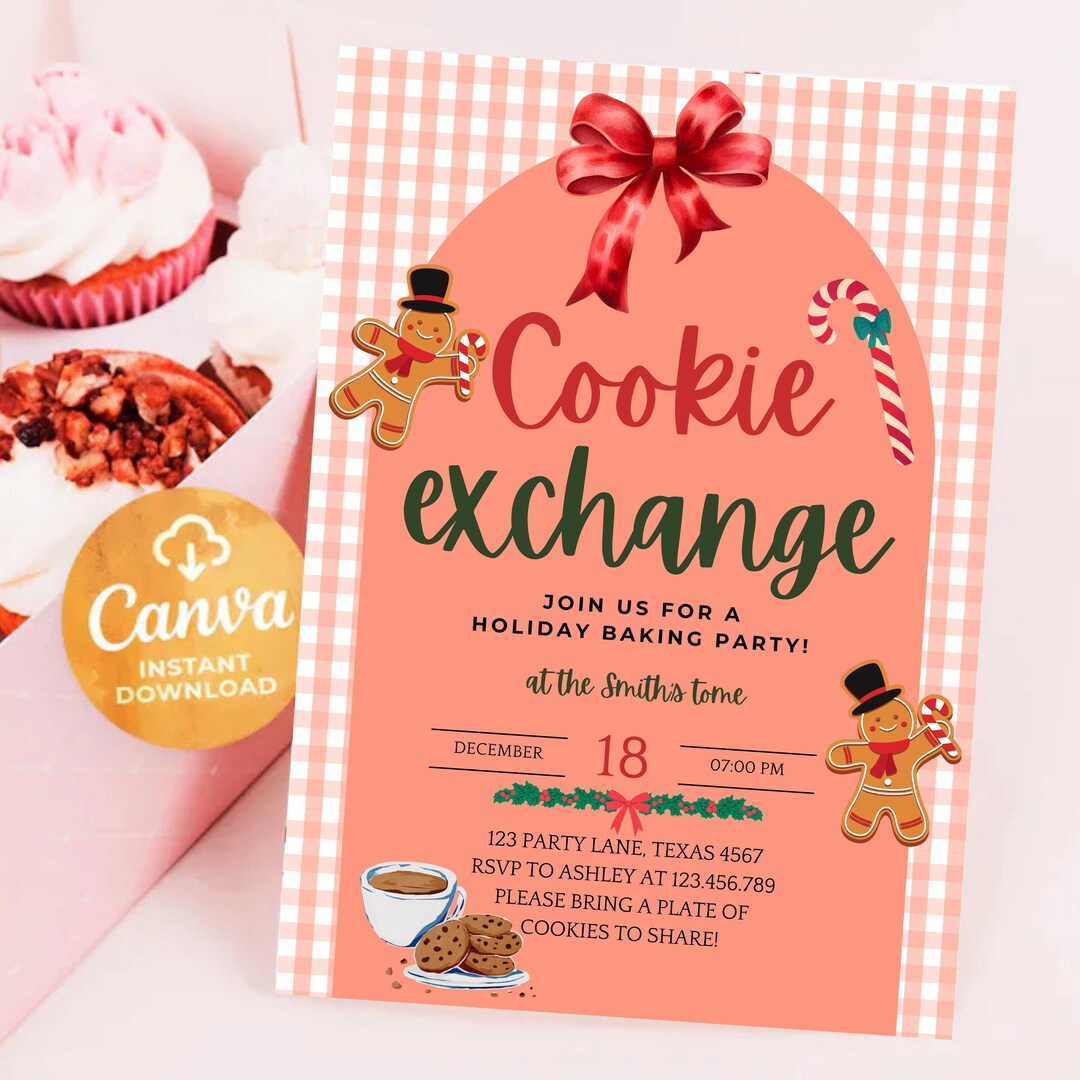 Editable Cookie Exchange Invitation, Gingerbread Holiday Baking Party ...