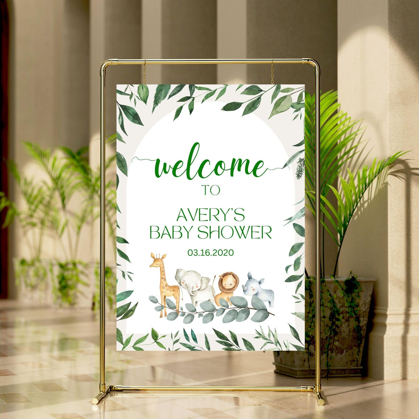 Custom Safari Baby Shower Welcome Sign - Editable Jungle Animals Poster ...