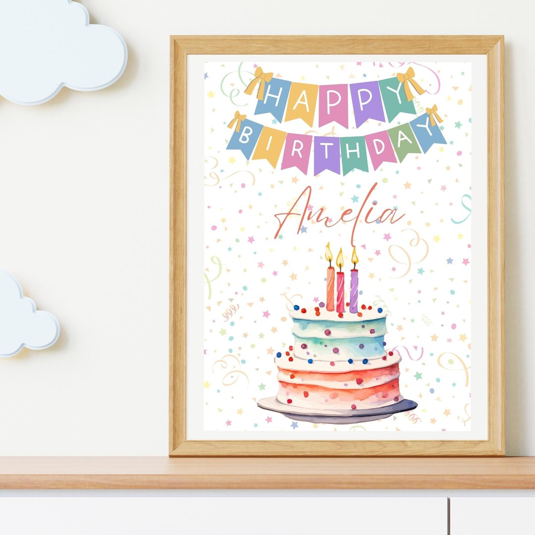 Personalized Happy Birthday Poster, Custom Name Birthday Sign, Birthday ...