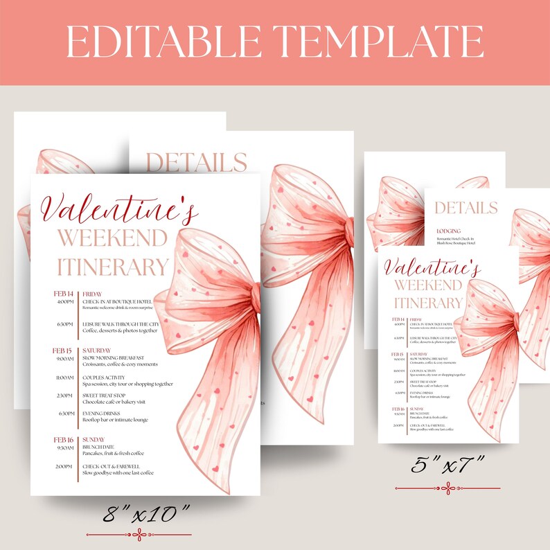 Valentine's Weekend Itinerary Template, Romantic Trip Schedule, Winter ...