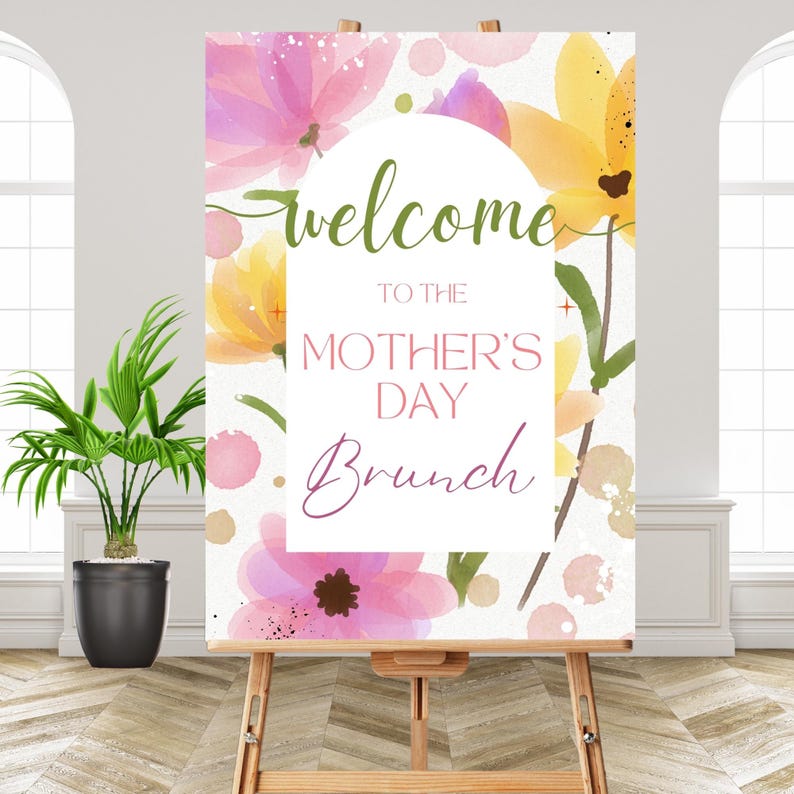 Mother’s Day Welcome Sign,floral Printable Brunch Poster,instant ...