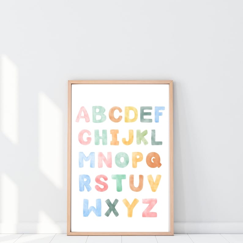 Rainbow Alphabet Poster, ABC Print, Printable Educational Wall Art ...
