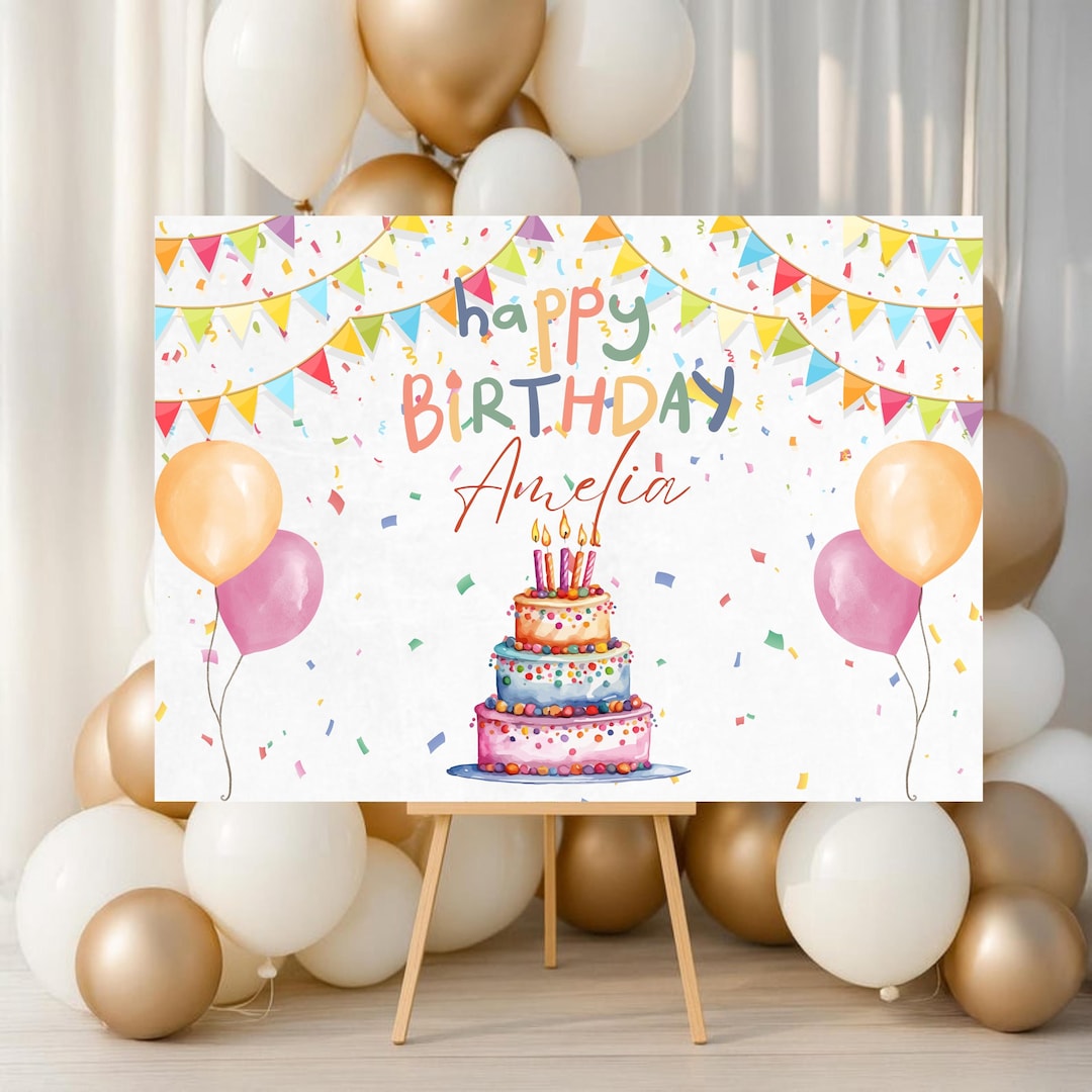 Custom Name Birthday Poster | Printable Cake Wall Art | Personalized ...