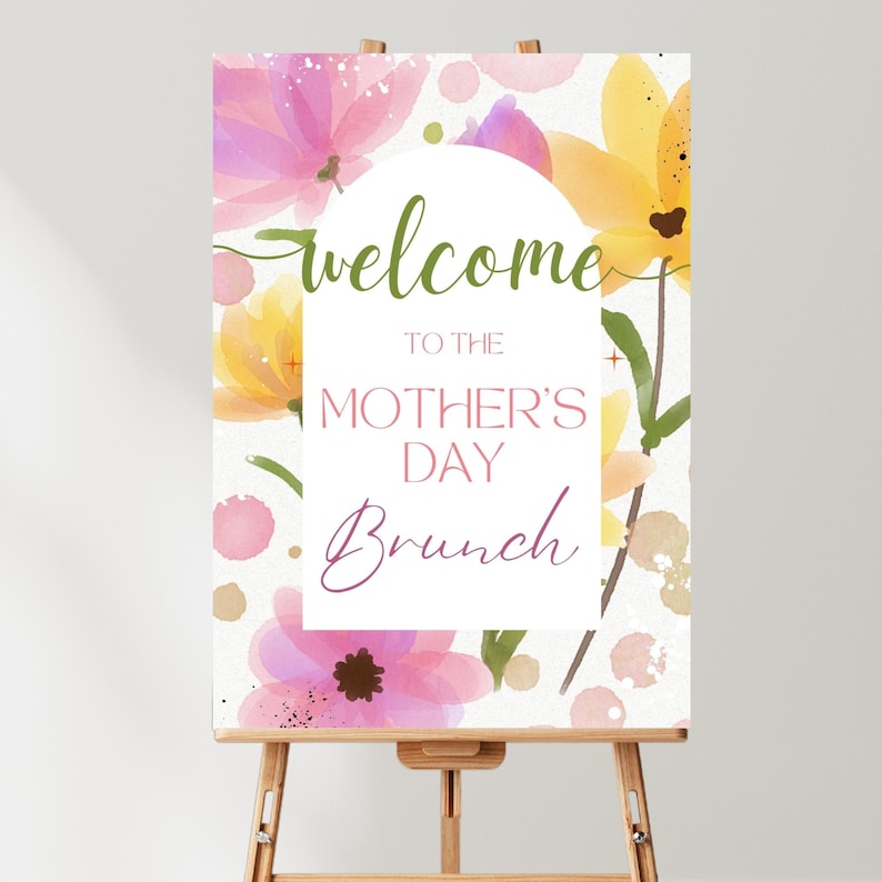Mother’s Day Welcome Sign,floral Printable Brunch Poster,instant ...