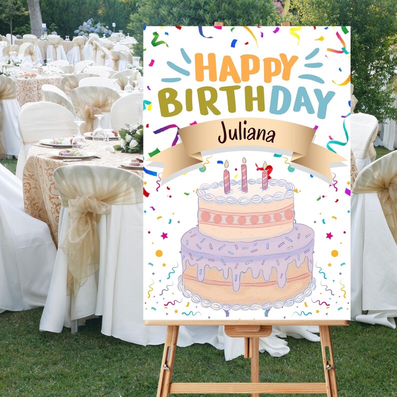 Personalized Happy Birthday Poster, Custom Name Birthday Sign, Birthday ...