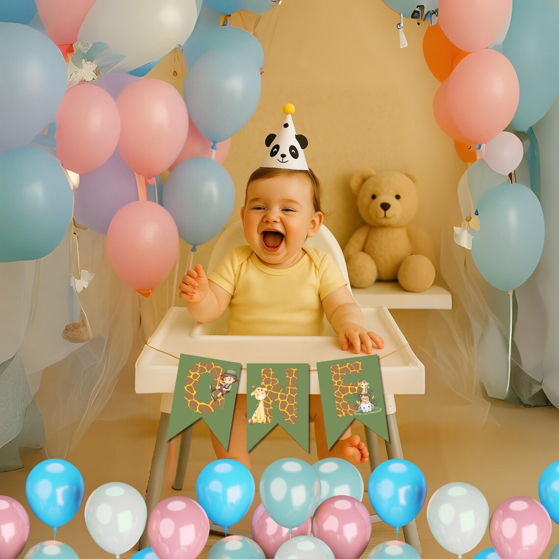 Safari One Banner Printable, Jungle 1st Birthday Party Decor, Giraffe ...