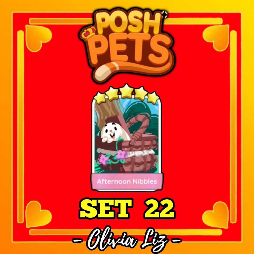 Monopoly Go Sticker 5 Star - Afternoon Nibbles Set 22 - Posh Pets - Etsy