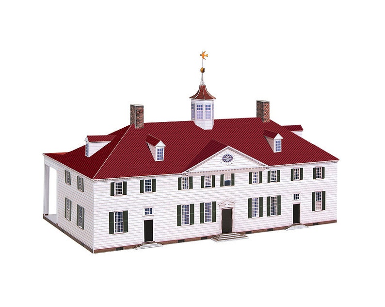 MOUNT VERNON Architecture Paper Model Kit George Washington - Etsy