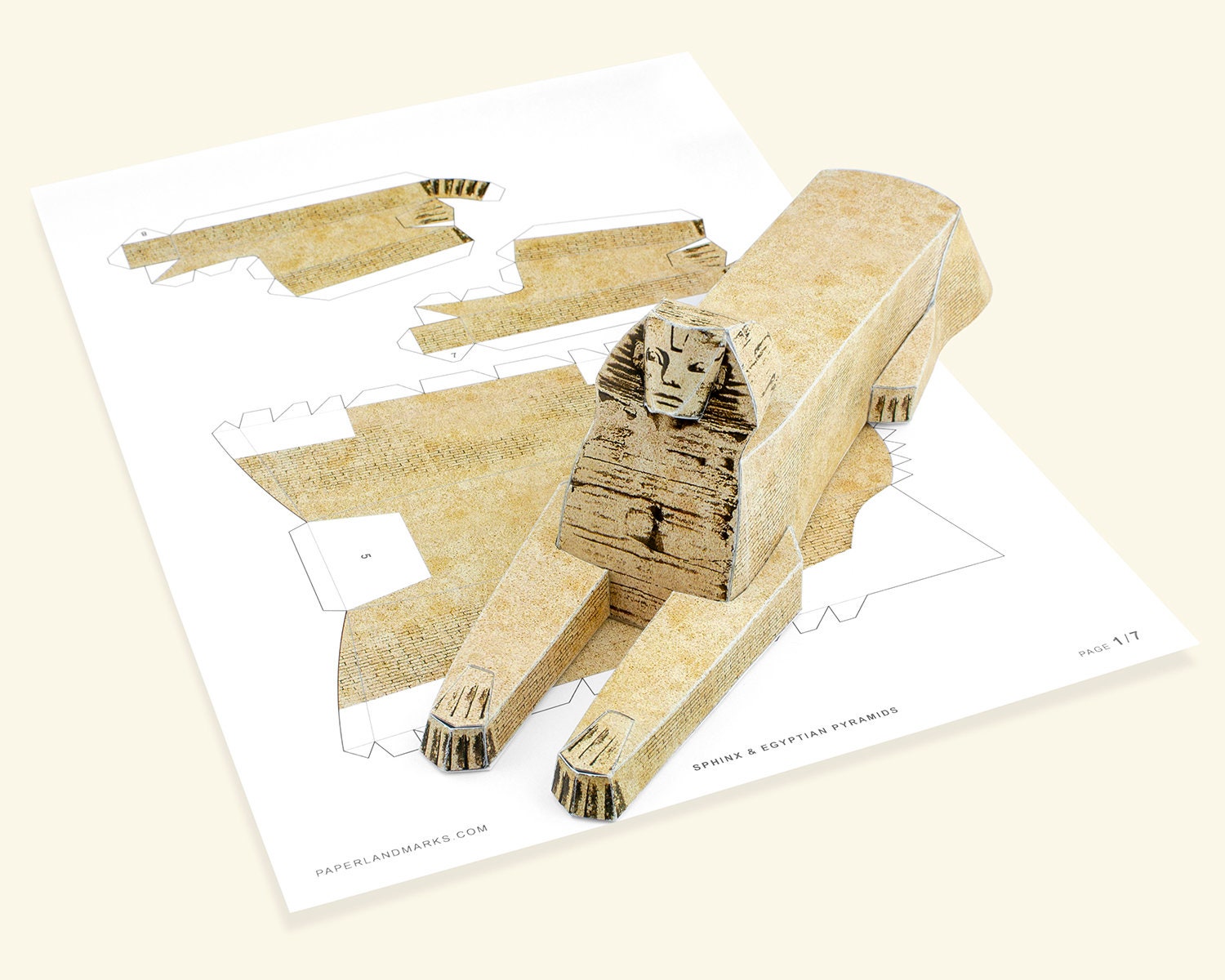 SPHINX and EGYPTIAN PYRAMIDS Paper Model Kit Great Sphinx of Giza ...
