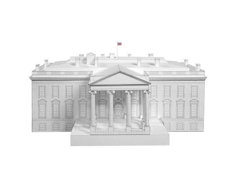 WHITE HOUSE Architecture Paper Model Kit Washington DC Historical ...