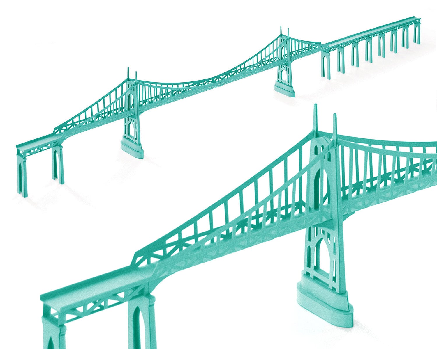 ST JOHNS BRIDGE Portland Oregon Paper Model Kit Art Deco Style Die Cut ...