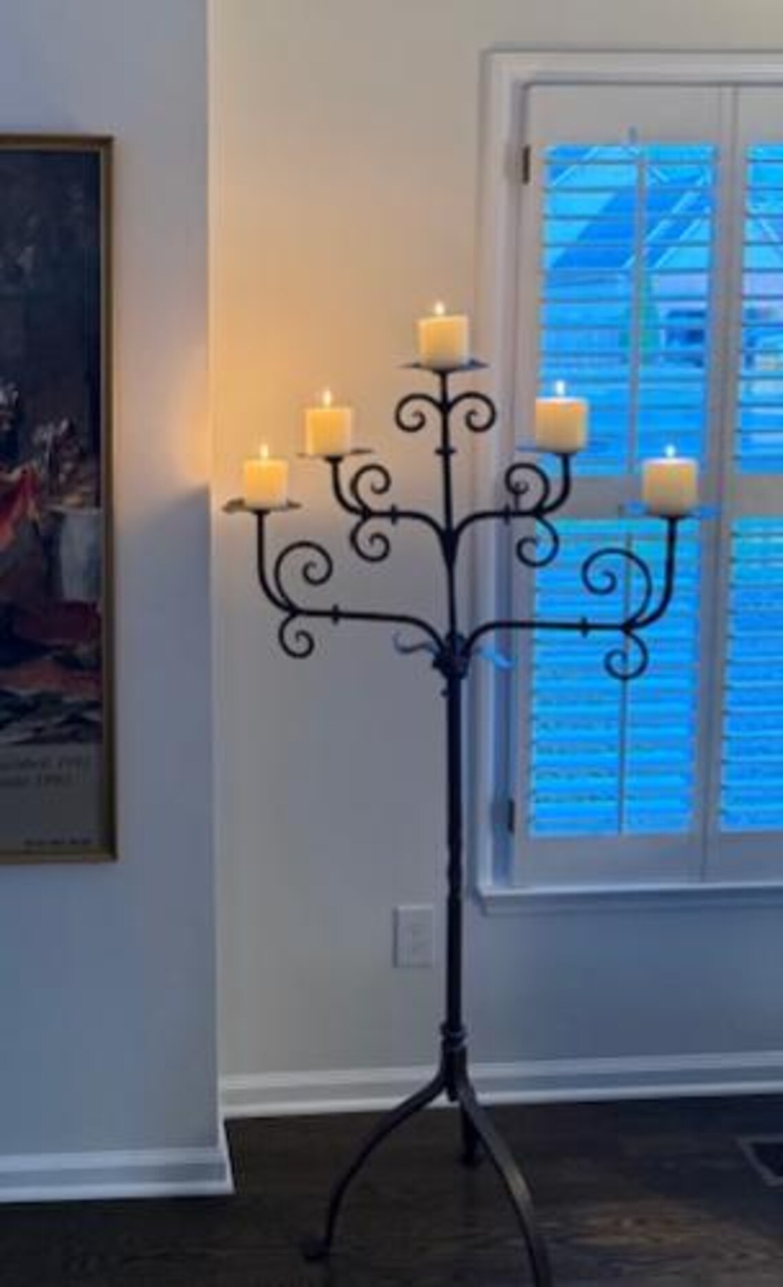 Vintage Wrought Iron Floor Candelabras - Etsy