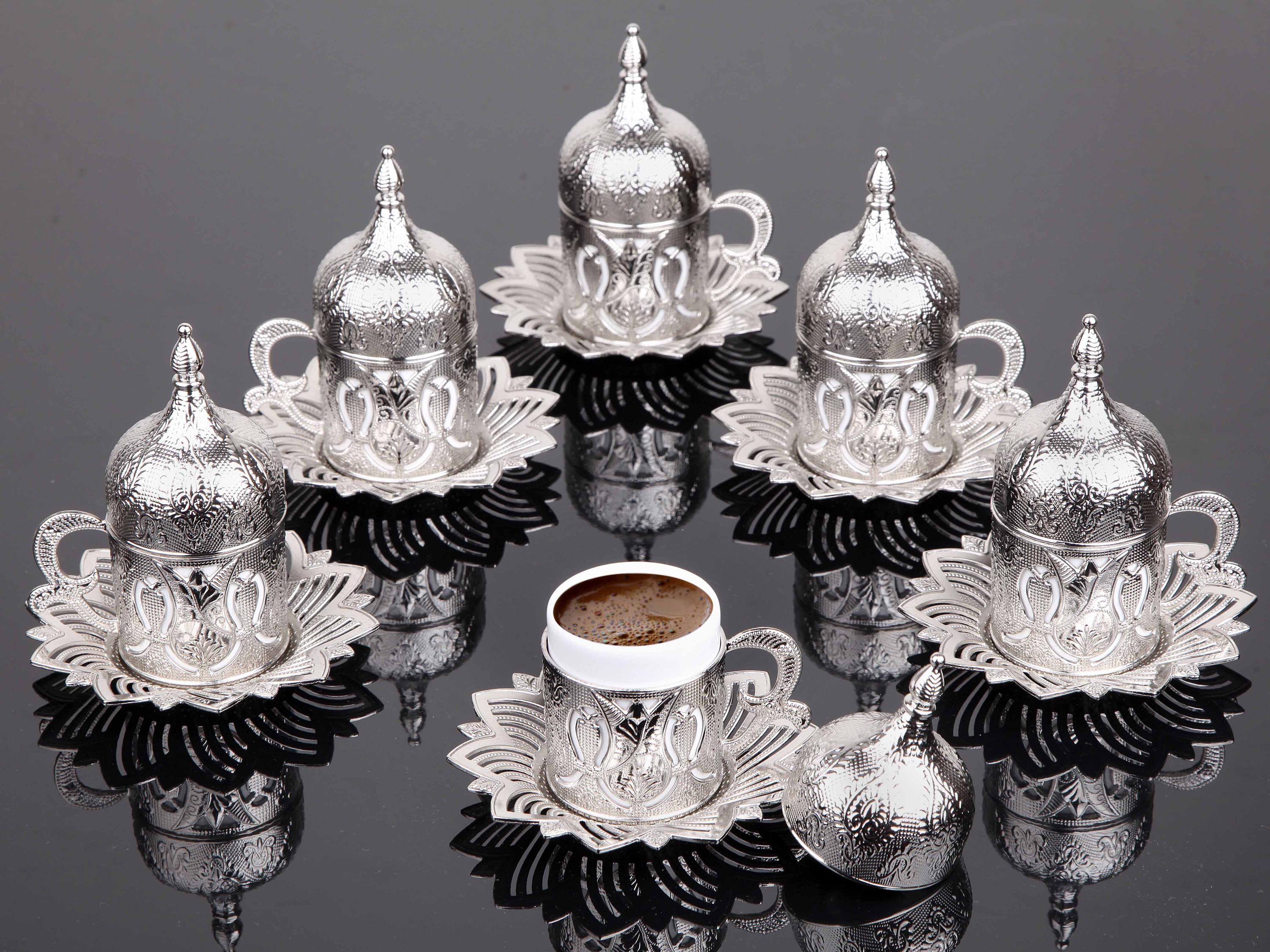 Arabic Coffee Sets, 12 Pcs Golden Coffee Cups & Sets, Decorative Tea ...