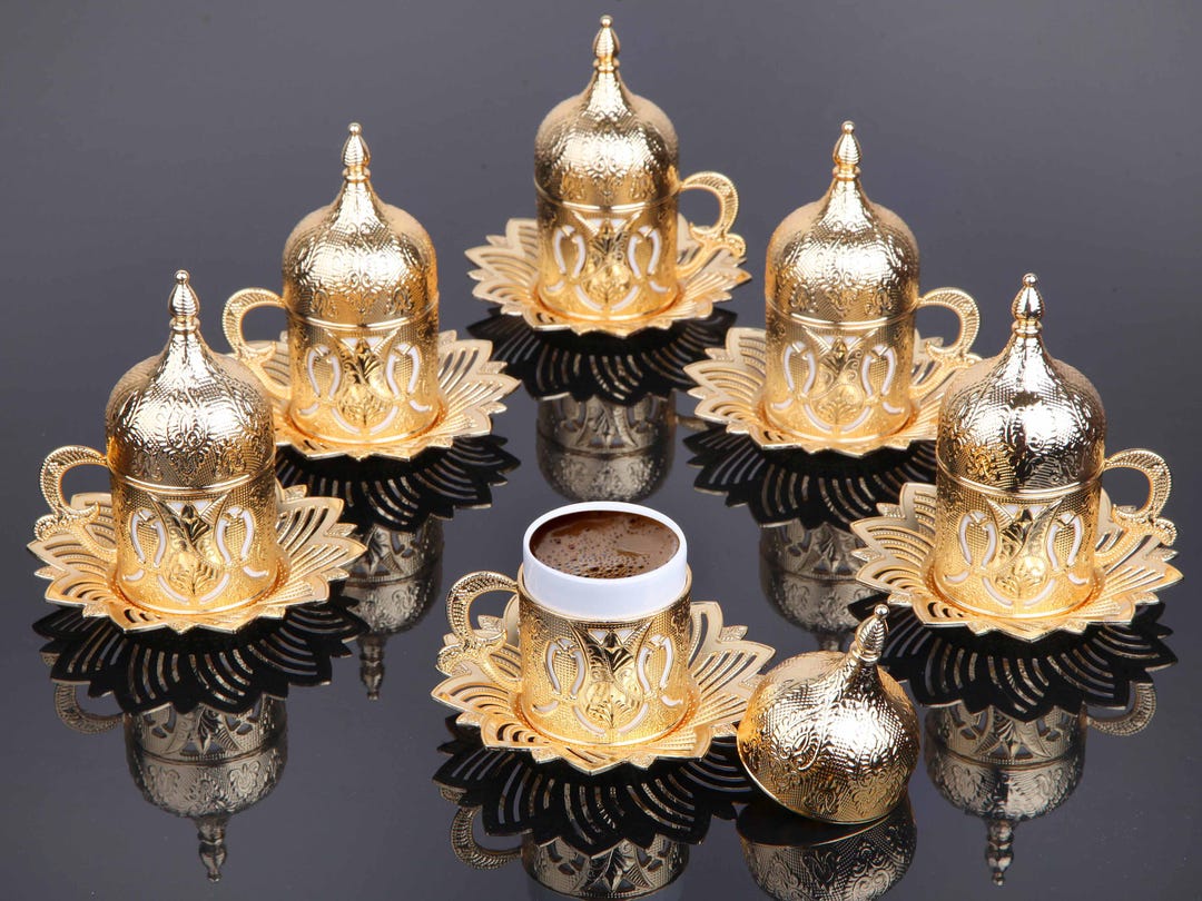 Arabic Coffee Sets, 12 Pcs Golden Coffee Cups & Sets, Decorative Tea Coffee Set, Turkish Coffee ...