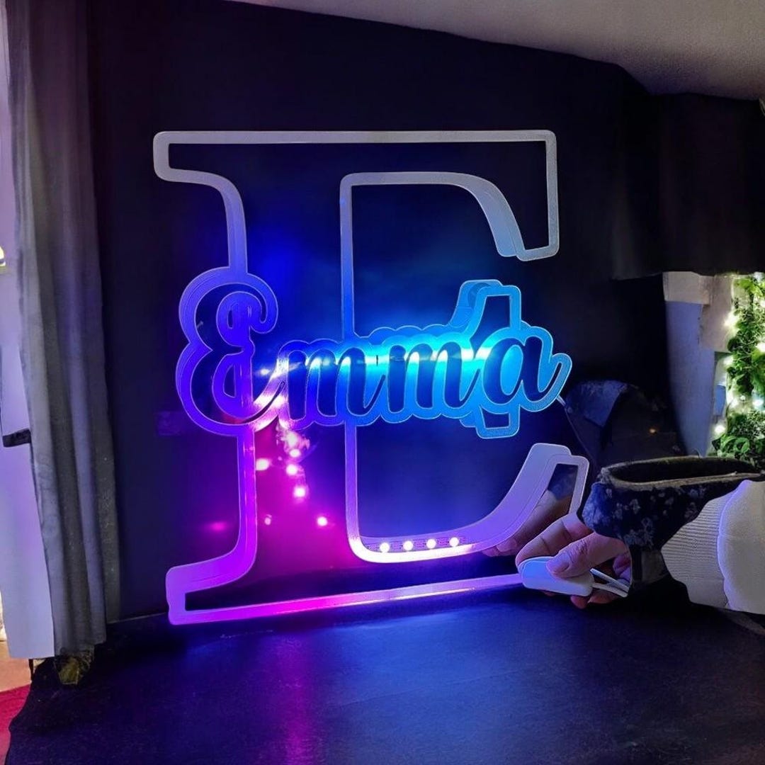 Personalized Name Letter Mirror With LED Lights | 12 Color Options ...