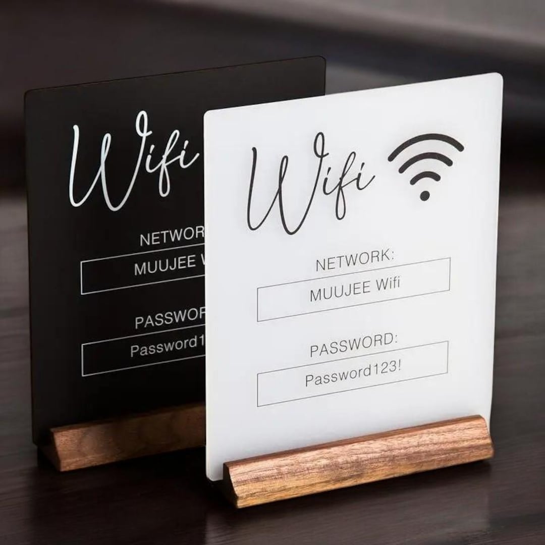 Custom Wifi Acrylic Sign With Wooden Base | Ice or Black Design ...