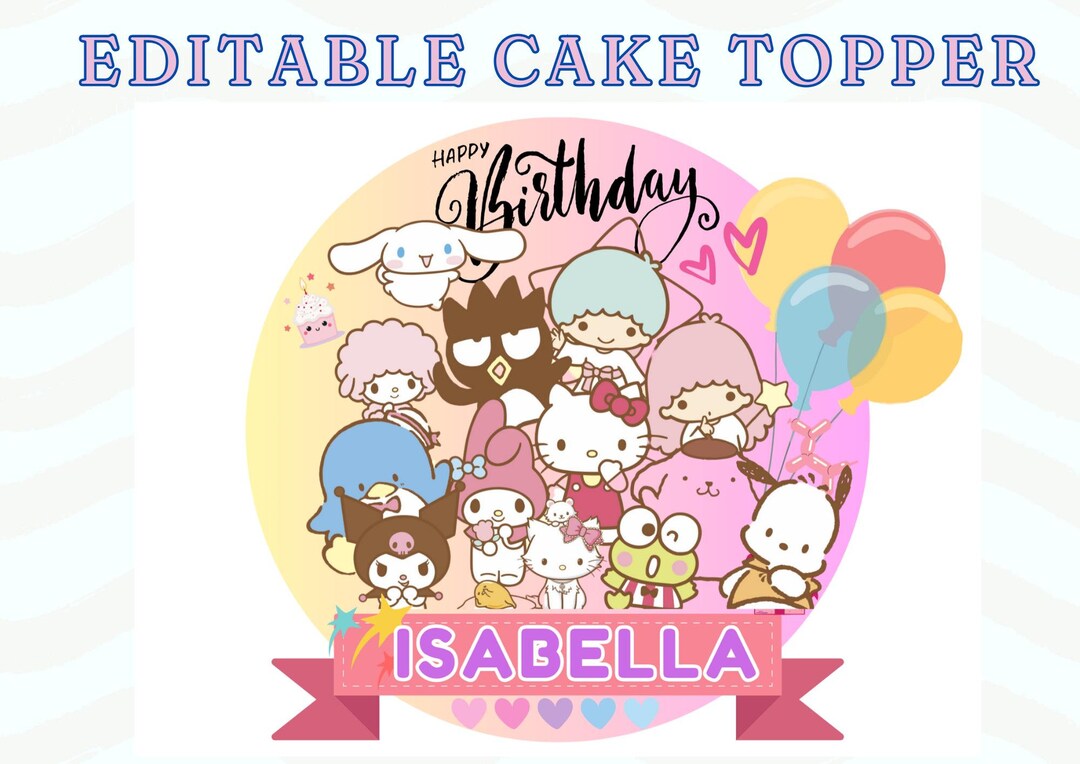 Kawaii Kitty Cake Topper and Cup Cake Topper/ Kitty Cat Birthday Cake ...