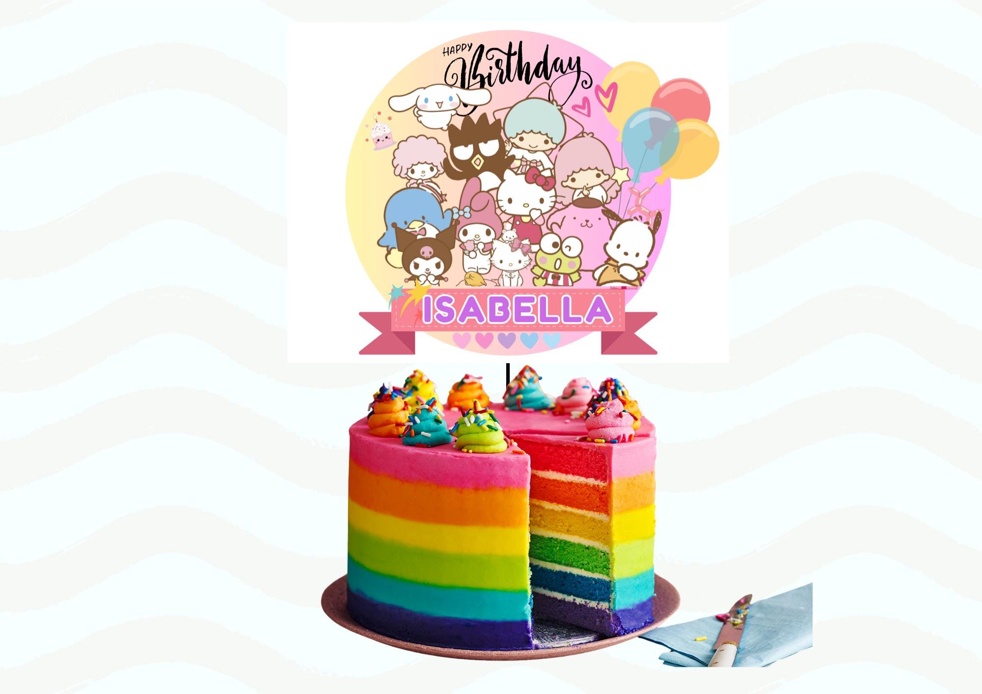 Kawaii Kitty Cake Topper and Cup Cake Topper/ Kitty Cat Birthday Cake ...