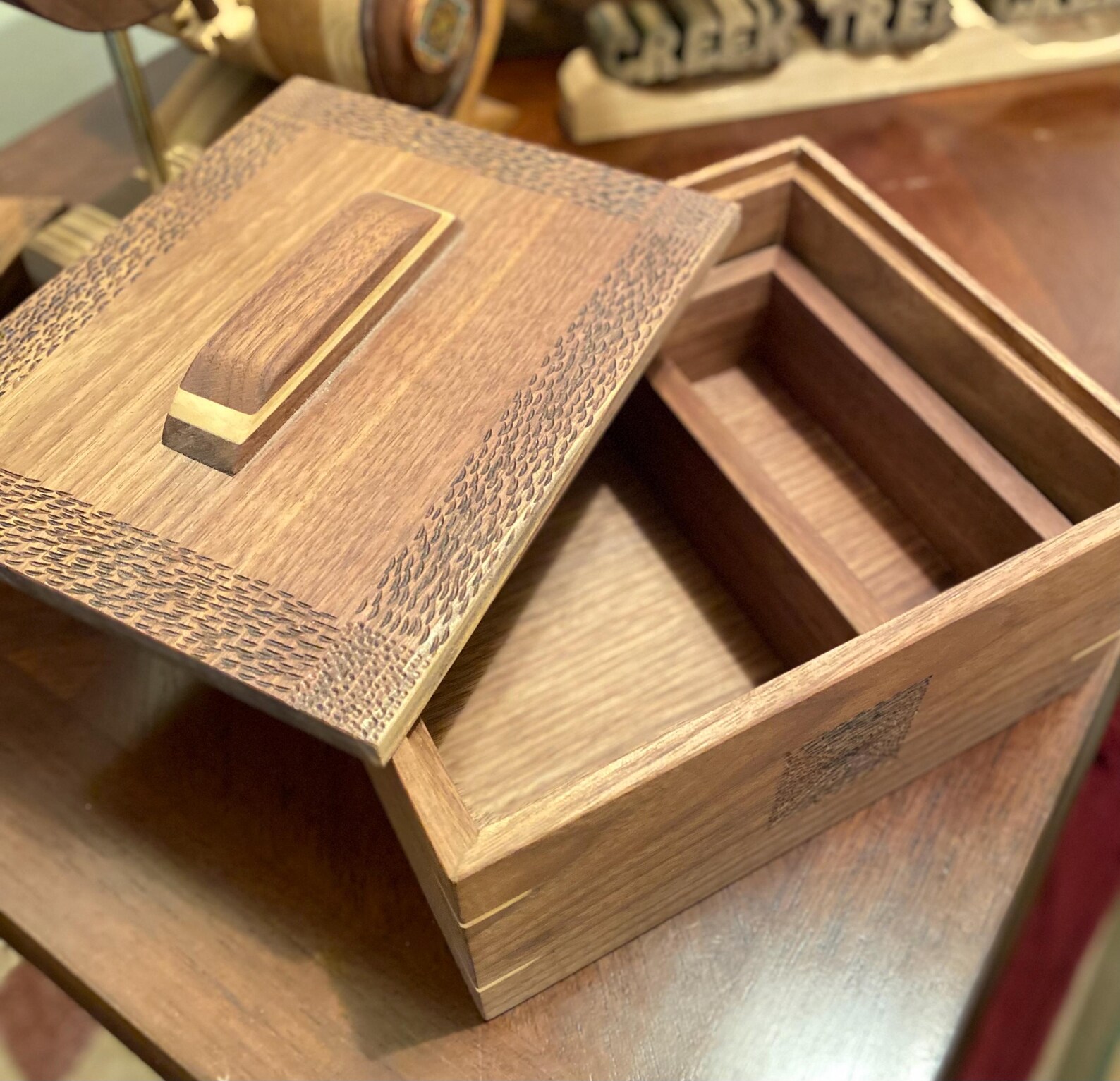 Hand Crafted Wood Valet or Keepsake Box Made From Walnut With Small Box ...