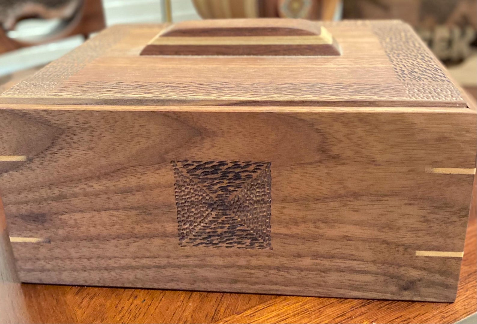 Hand Crafted Wood Valet or Keepsake Box Made From Walnut With Small Box ...