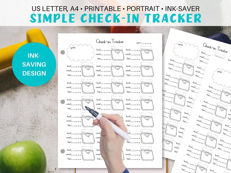 Simple Weight Check-in Tracker Printable for Weight Goals and Body ...