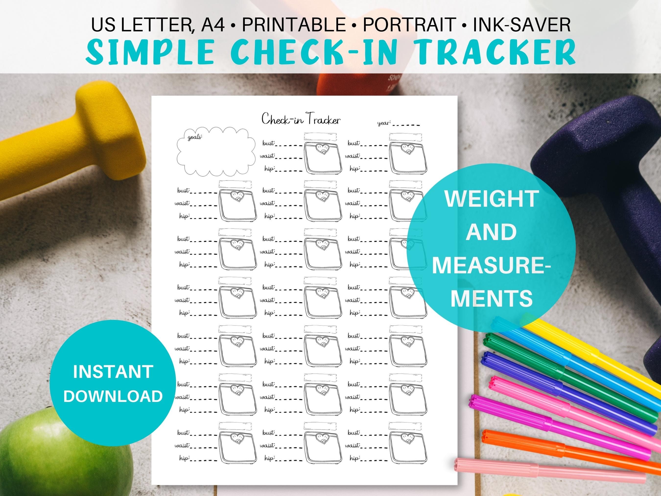 Simple Weight Check-in Tracker Printable for Weight Goals and Body ...