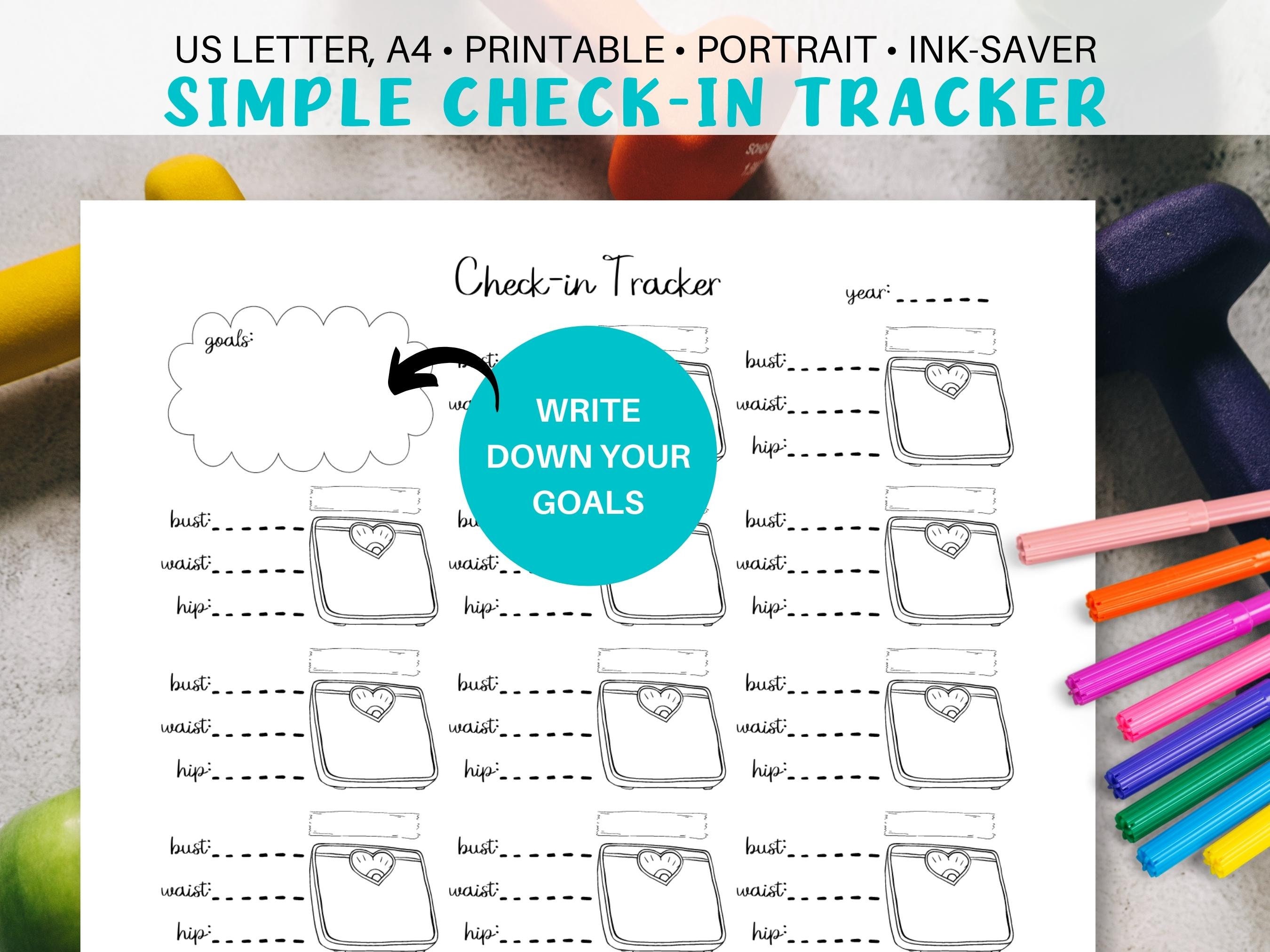 Simple Weight Check-in Tracker Printable for Weight Goals and Body ...