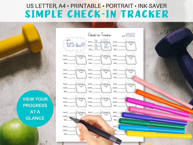 Simple Weight Check-in Tracker Printable for Weight Goals and Body ...