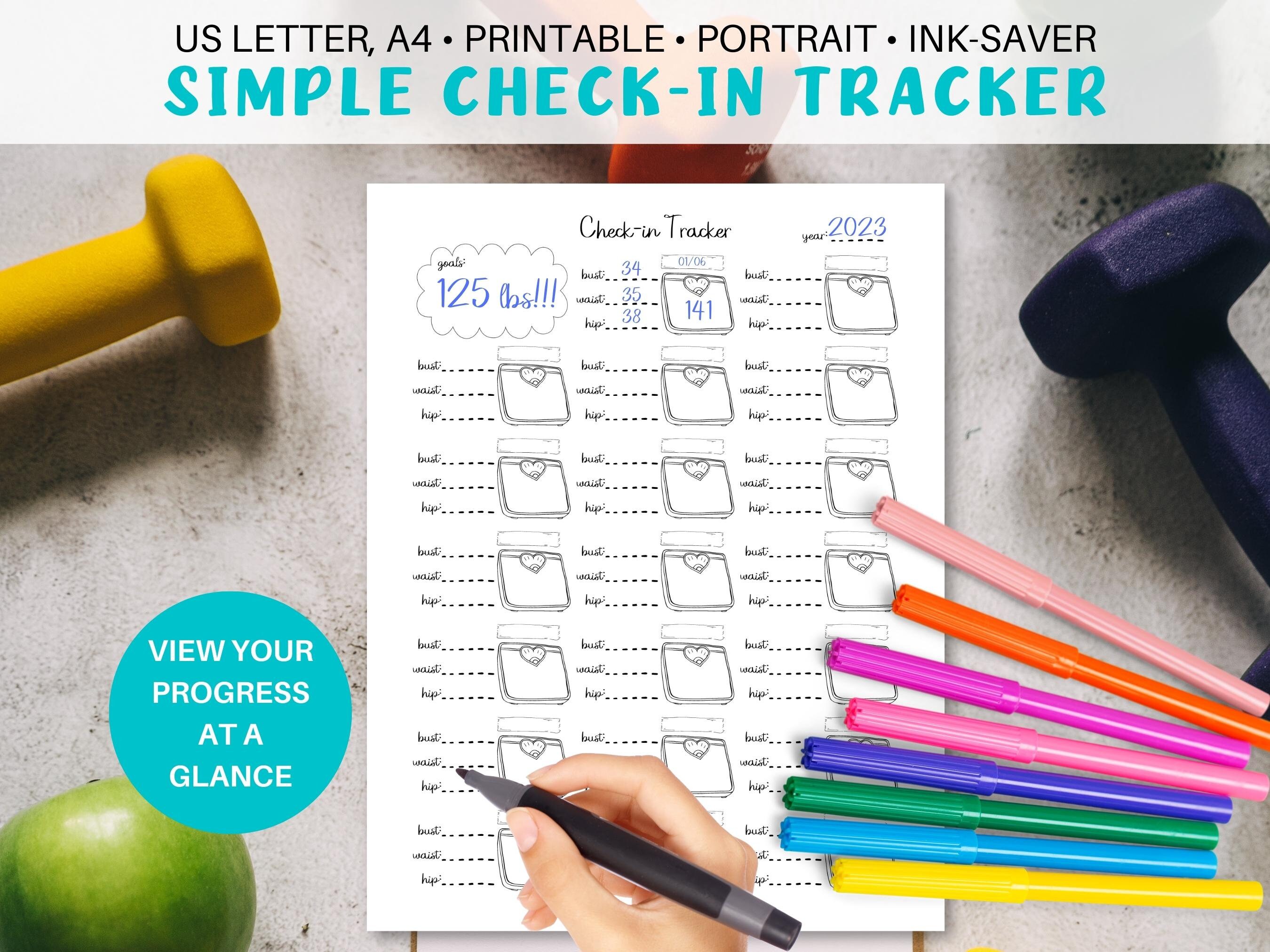 Simple Weight Check-in Tracker Printable for Weight Goals and Body ...