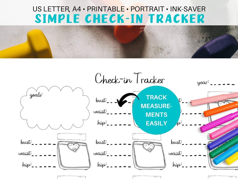 Simple Weight Check-in Tracker Printable for Weight Goals and Body ...