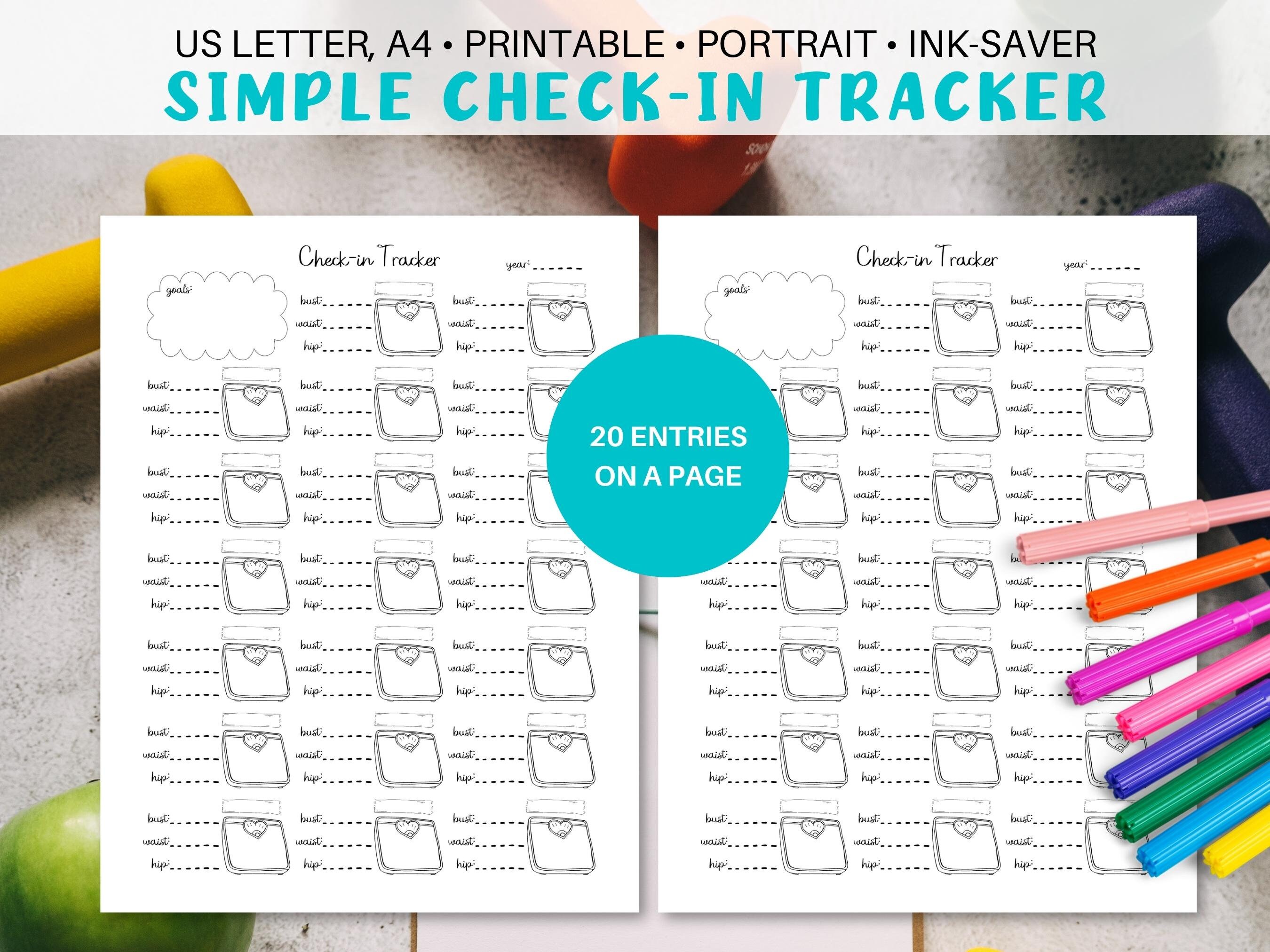Simple Weight Check-in Tracker Printable for Weight Goals and Body ...