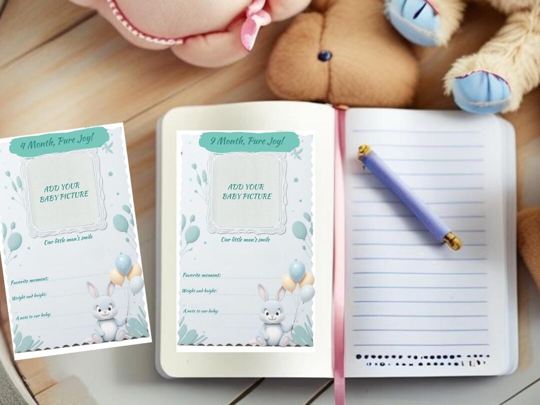 12 Months of Baby & Bunny Friends | A4 PDF | Printable Baby Milestone ...