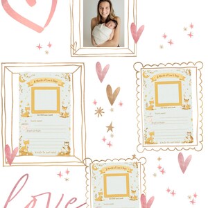 Forest Friends Baby Milestone Cards: First Year Photo Templates (A4 PDF ...