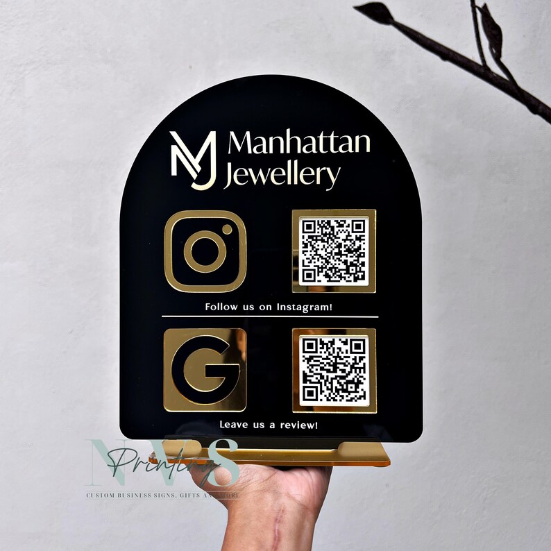 Custom Acrylic QR Code Sign: Salon, Social Media Display Stand - Etsy
