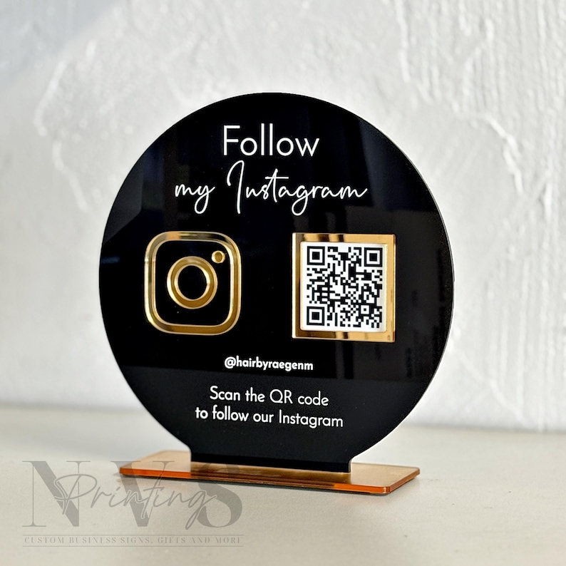 Custom Acrylic QR Code Sign: Salon, Social Media Display Stand - Etsy