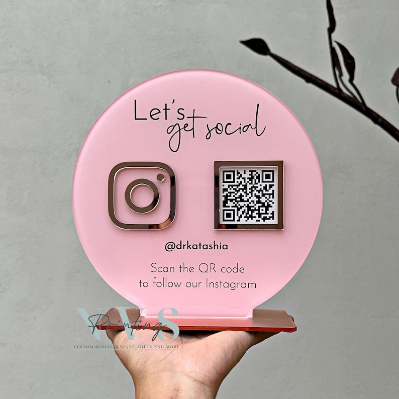 Custom Acrylic QR Code Sign: Salon, Social Media Display Stand - Etsy