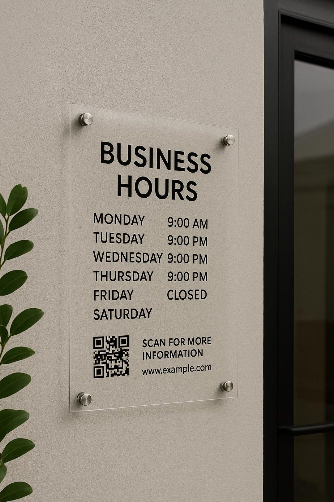 Custom Printed Acrylic Business Hours Sign, Personalised Shop Opening ...