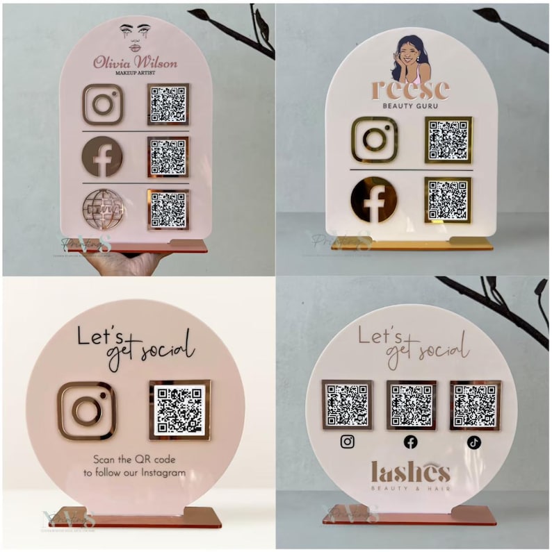 Custom Acrylic QR Code Sign: Salon, Social Media Display Stand - Etsy