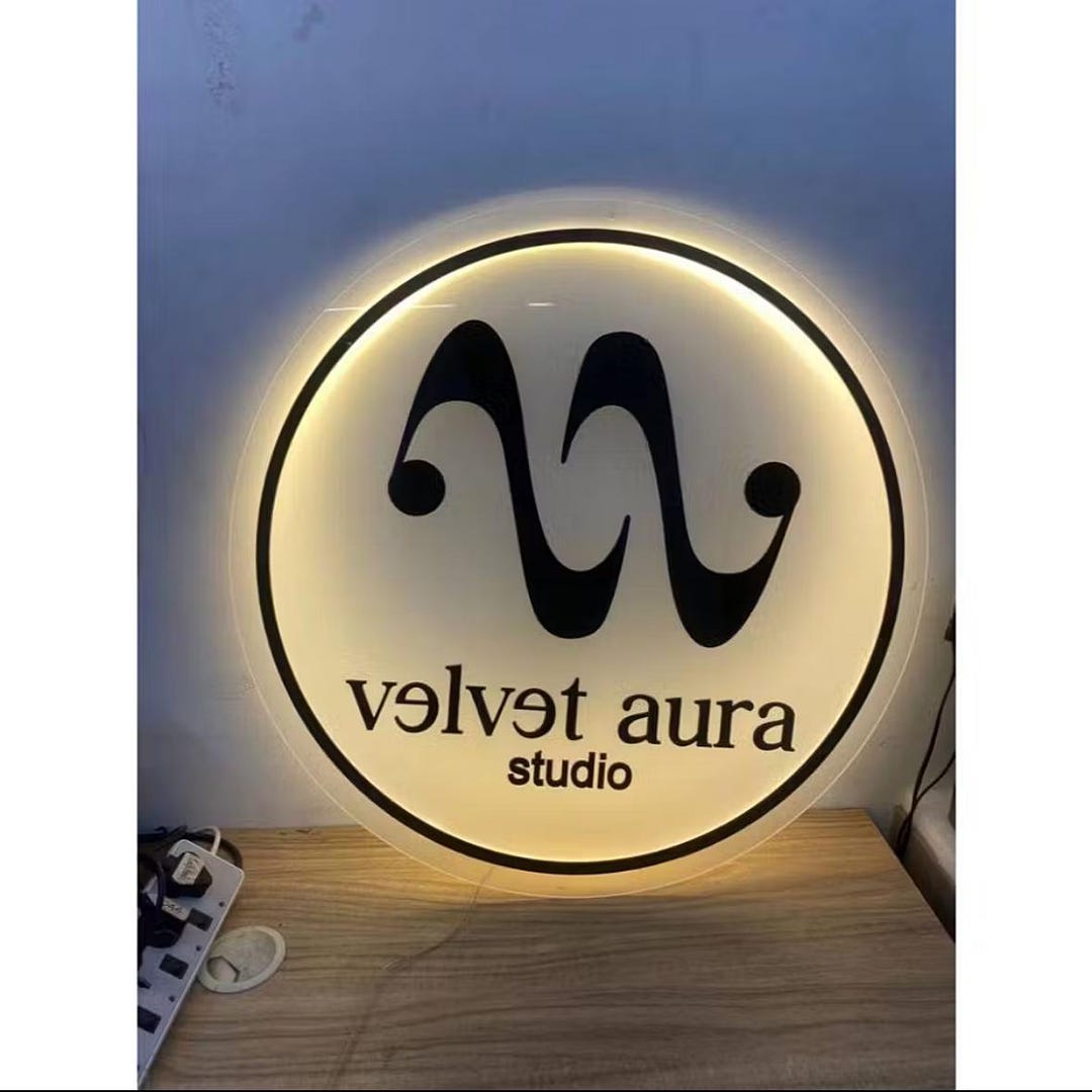 Custom Round LED Backlit Acrylic Sign – Light up Business Logo Plaque ...