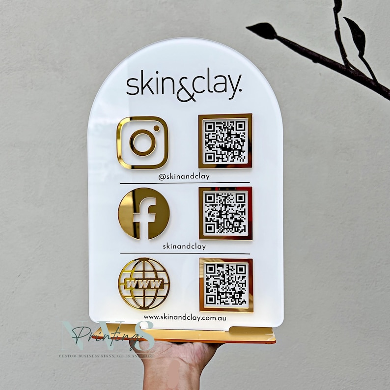 Custom Acrylic QR Code Sign: Salon, Social Media Display Stand - Etsy