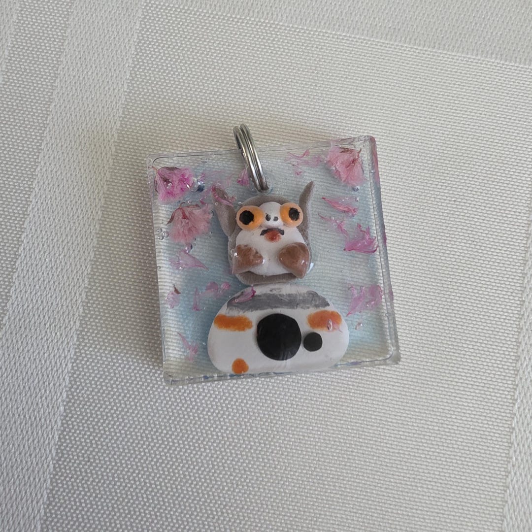 Star Wars Porg BB-8 W/ Flowers Handmade Resin Pendant Keychain or ...