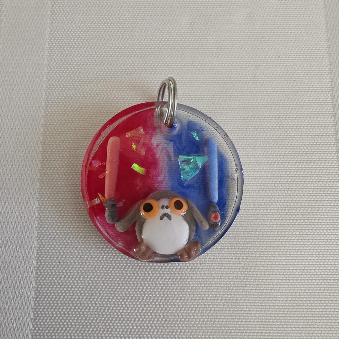 Star Wars Porg Lightsabers W/ Flowers Handmade Resin Pendant Keychain ...