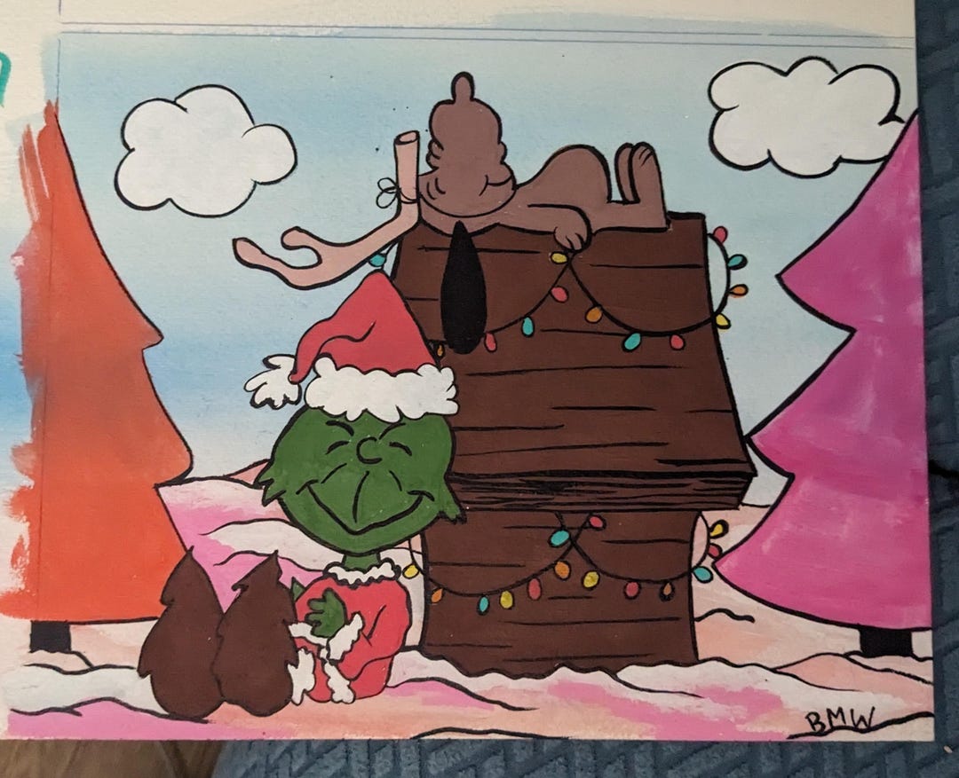 Peanuts and Grinch Christmas Mashup With Snoopy's Doghouse - Etsy