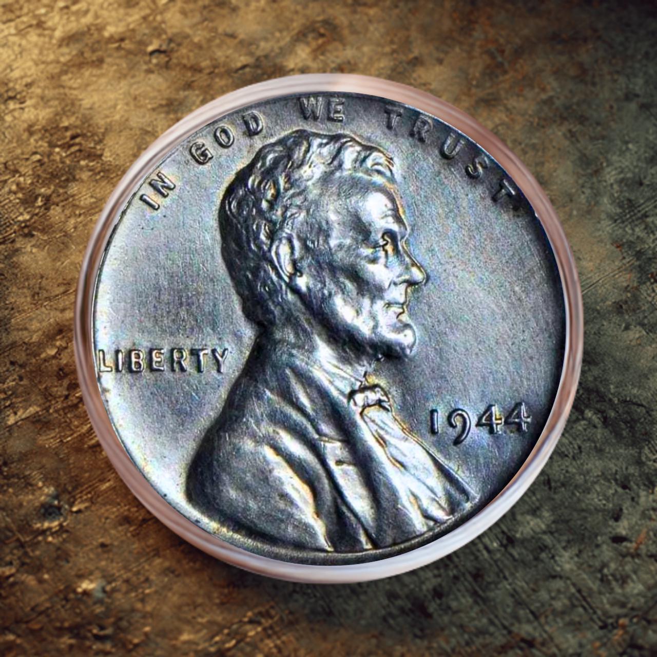 1944 Steel Lincoln Penny • Rare US Commemorative • Vintage Style Wheat ...