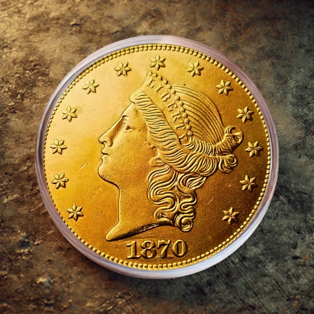1870 CC Liberty Head 20 Dollars Gold Plated Rare US Commemorative Coin ...