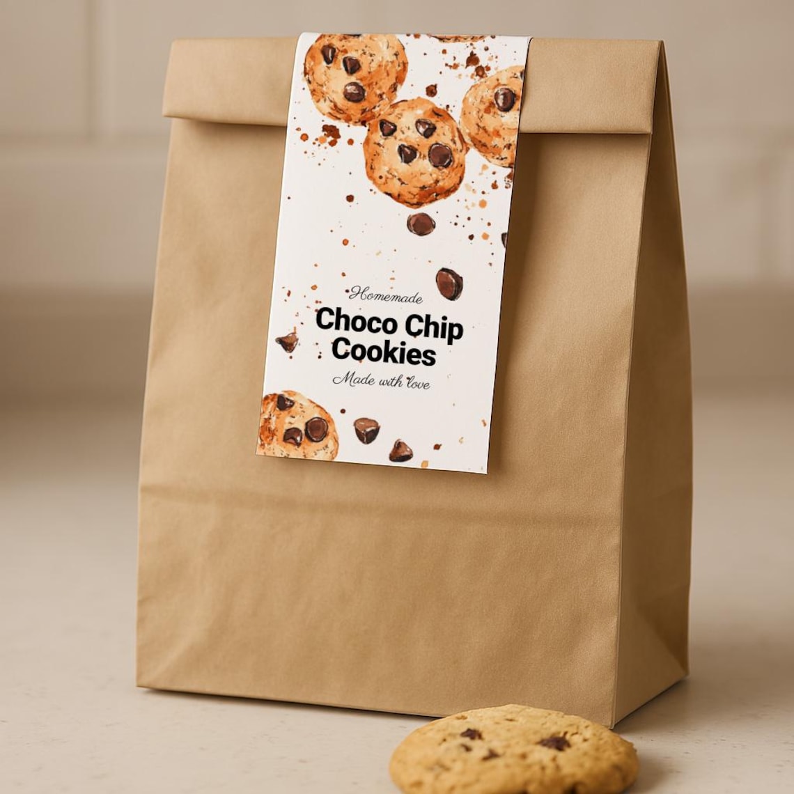 Printable Chocolate Chip Cookie Labels: Watercolor Design (digital ...