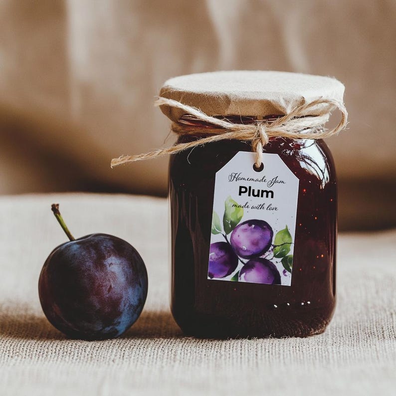 Watercolor Plum Jam Labels: DIY Canning Stickers (digital Download) - Etsy